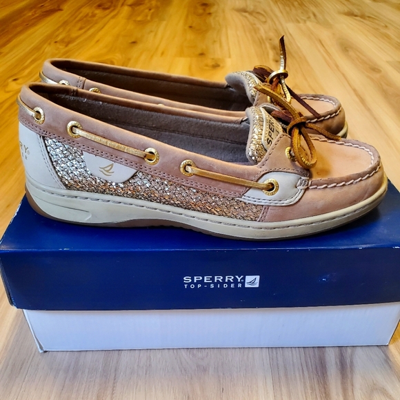 Sperry | Shoes | Sperry Angelfish Boat W Gold Glitter Size Womens 65 ...
